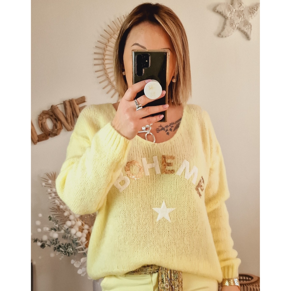 PULL BOHEME JAUNE